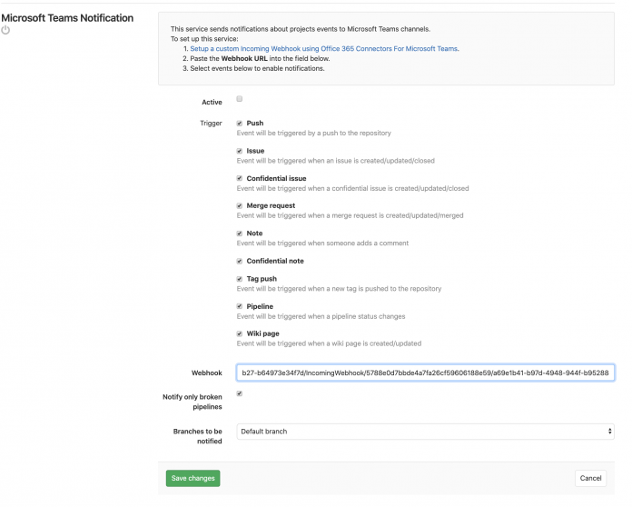 Link Gitlab and Microsoft Teams for notifications together