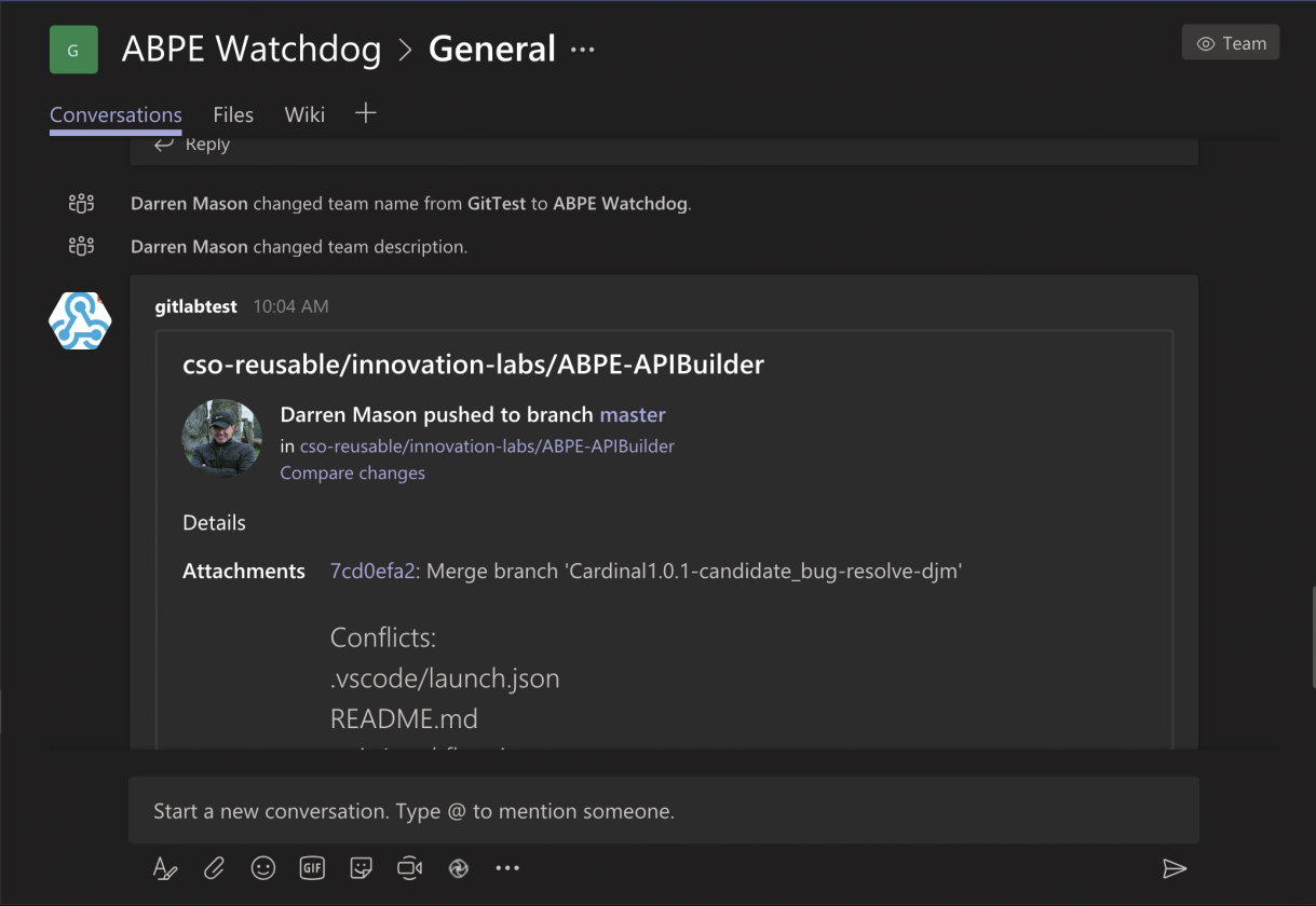 Link Gitlab and Microsoft Teams for notifications together