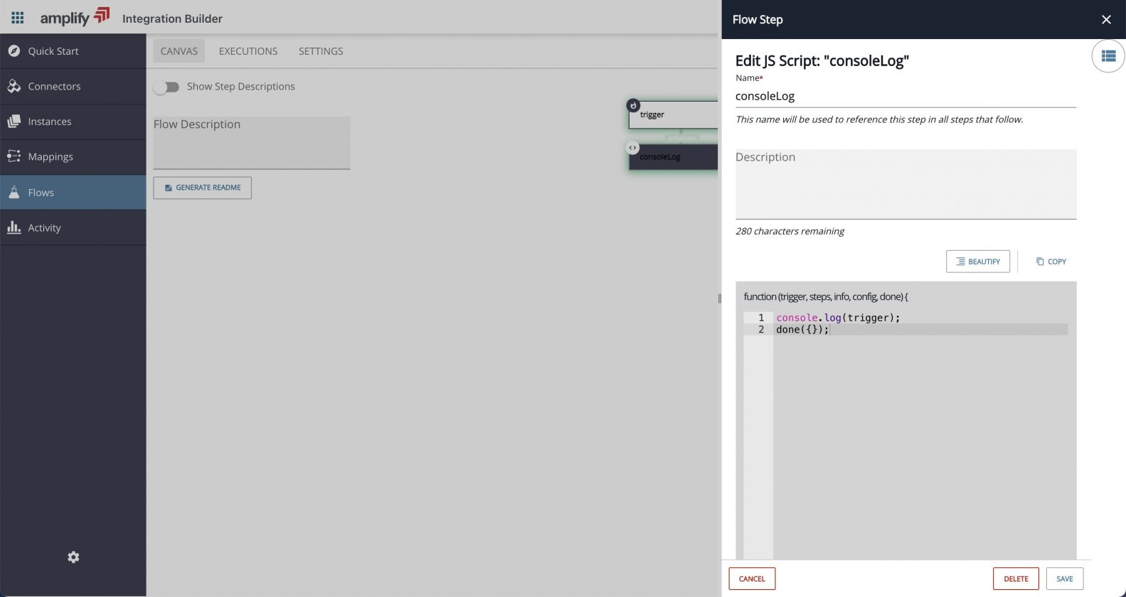 Learn the details of Amplify Integration Builder Multi Trigger Flow