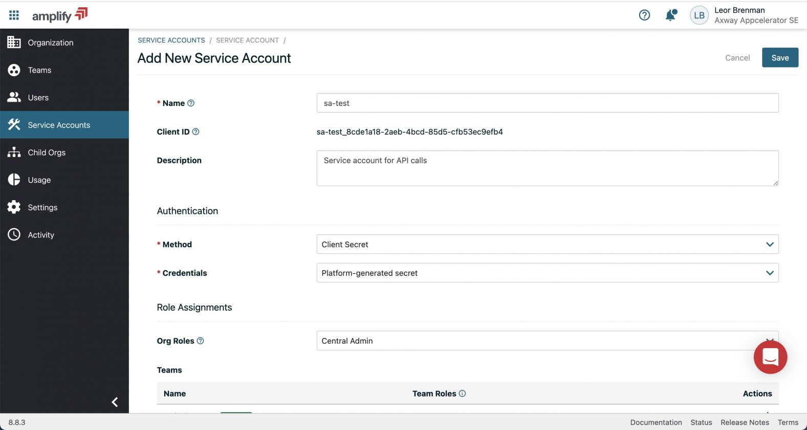 How to create a Service Account in order to make Axway Amplify Platform ...