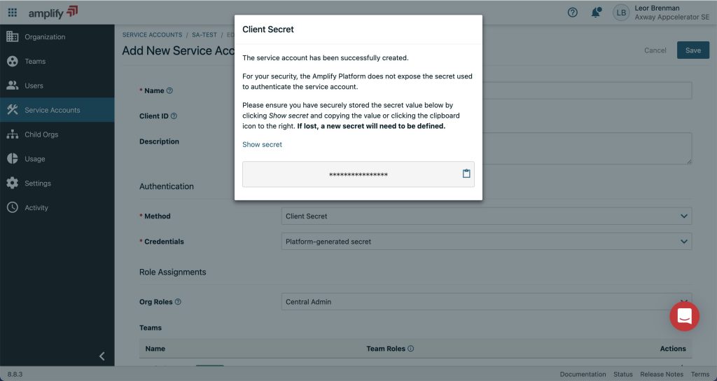 How to create a Service Account in order to make Axway Amplify Platform ...