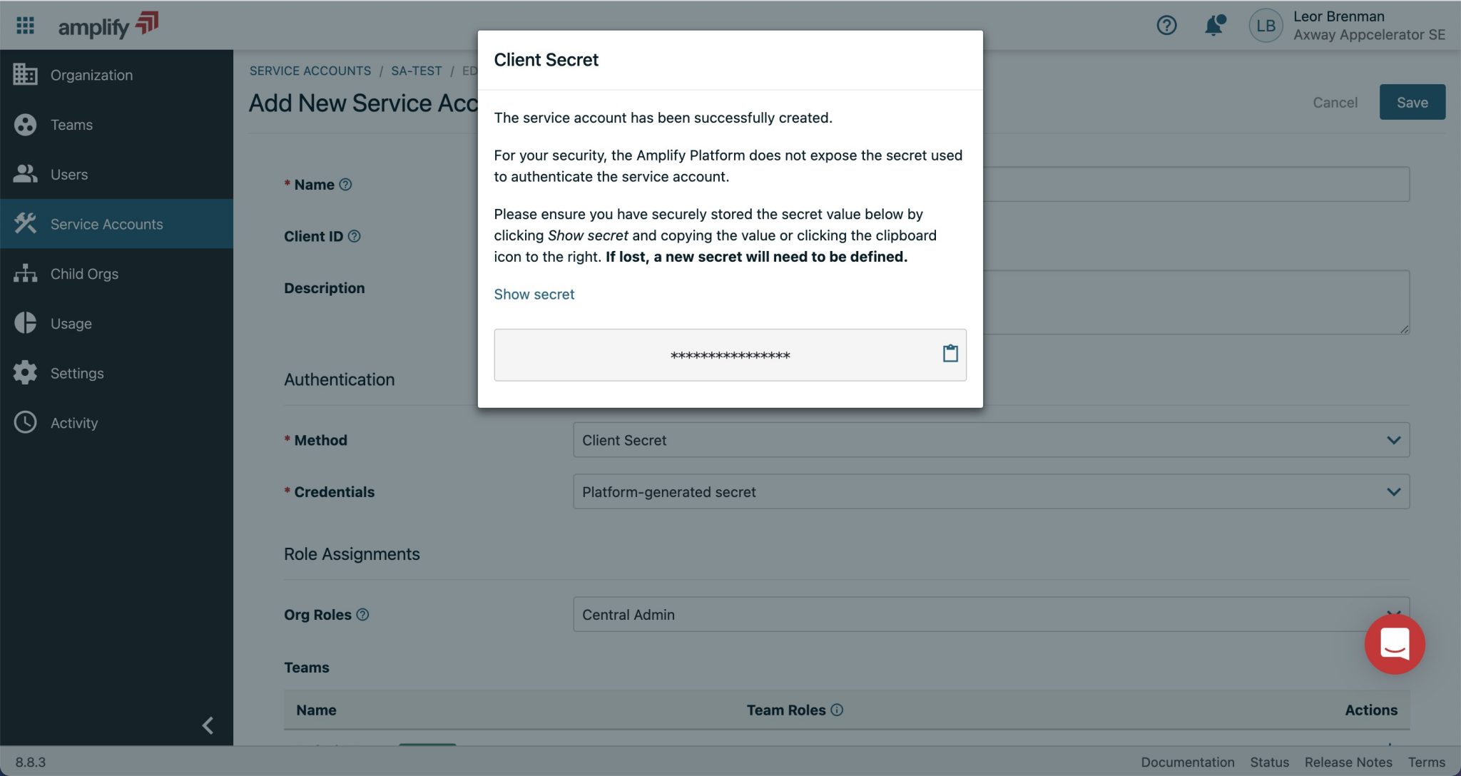 How to create a Service Account in order to make Axway Amplify Platform ...