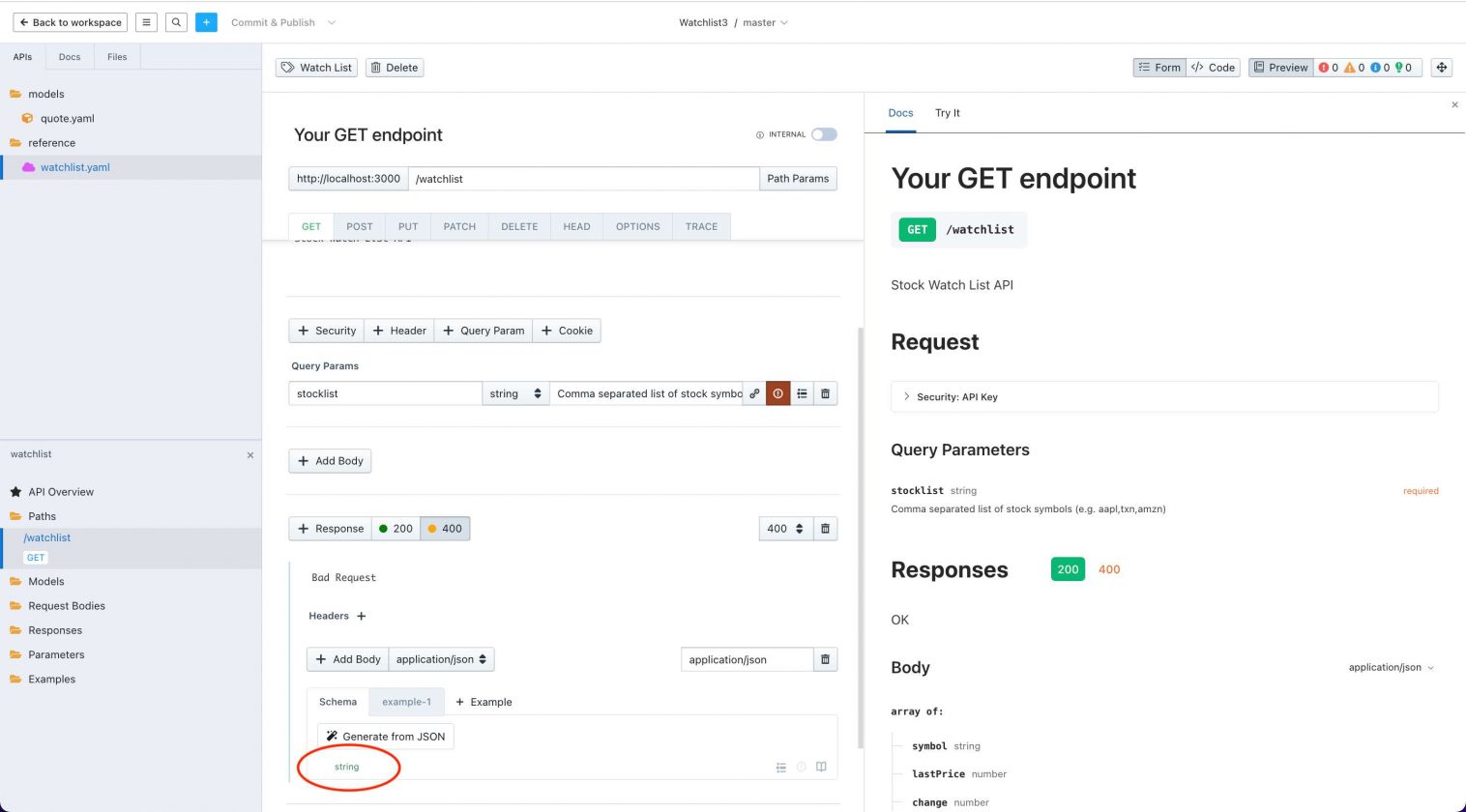 An API-First stock watchlist example using API Builder - Part 1: API Design