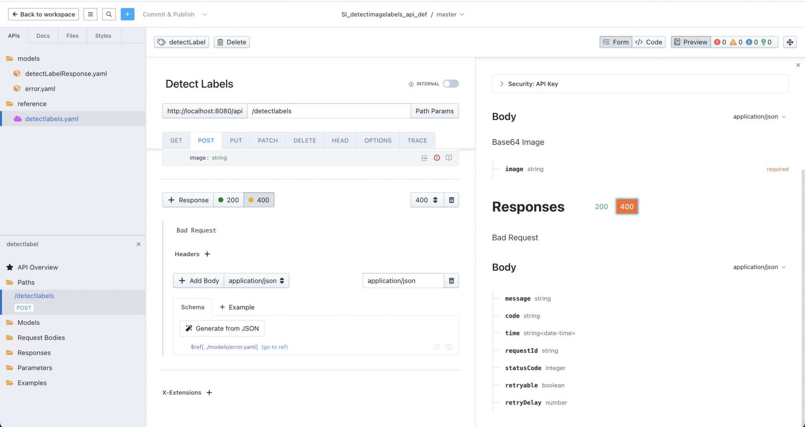 An API-First image label detection API using API Builder