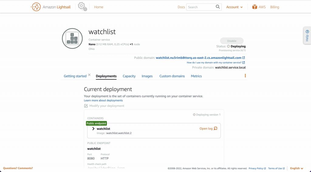How to deploy an API Builder container to Amazon Lightsail