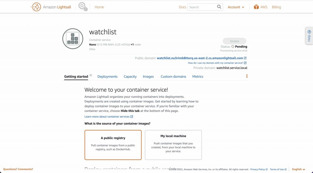 How to deploy an API Builder container to Amazon Lightsail