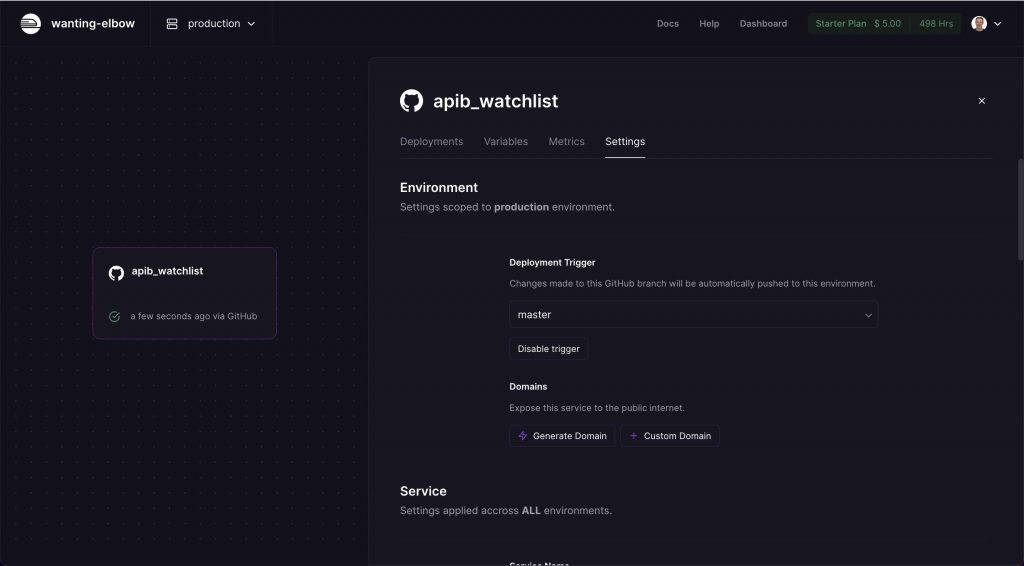 Deploy an API Builder container to Railway