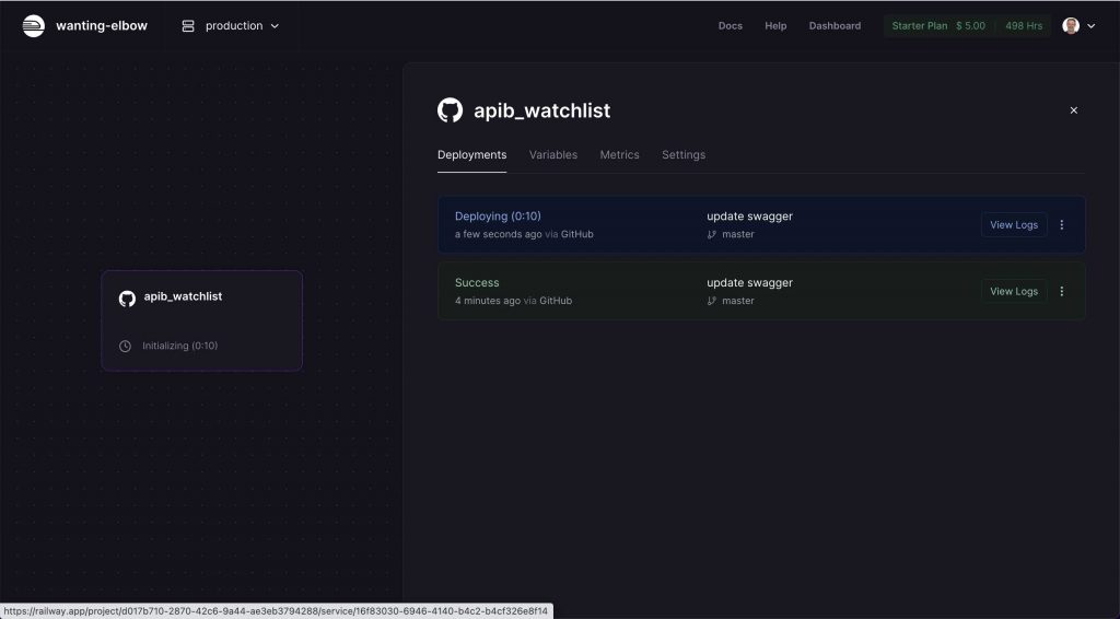 Deploy an API Builder container to Railway