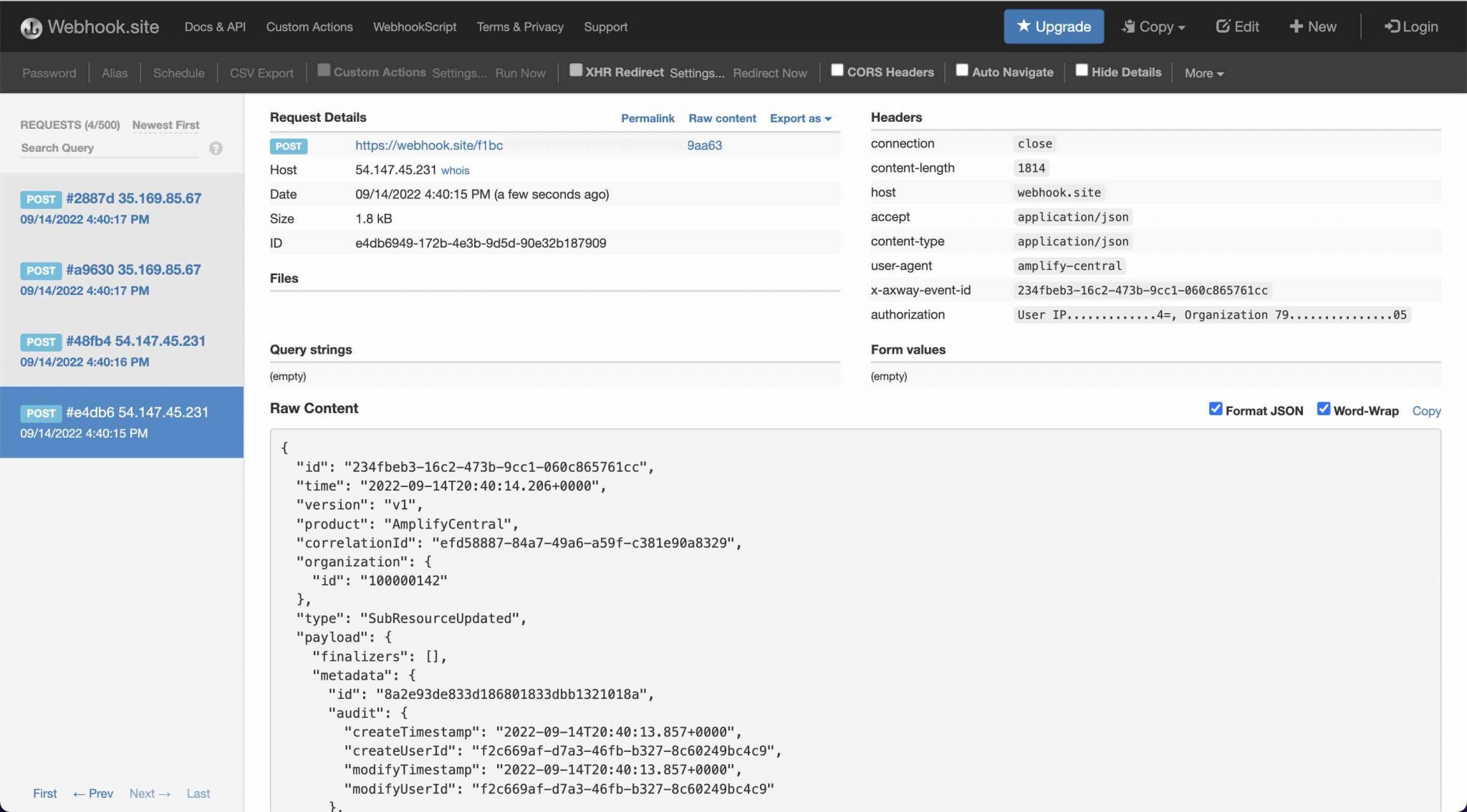 Debug Amplify webhook integration issues