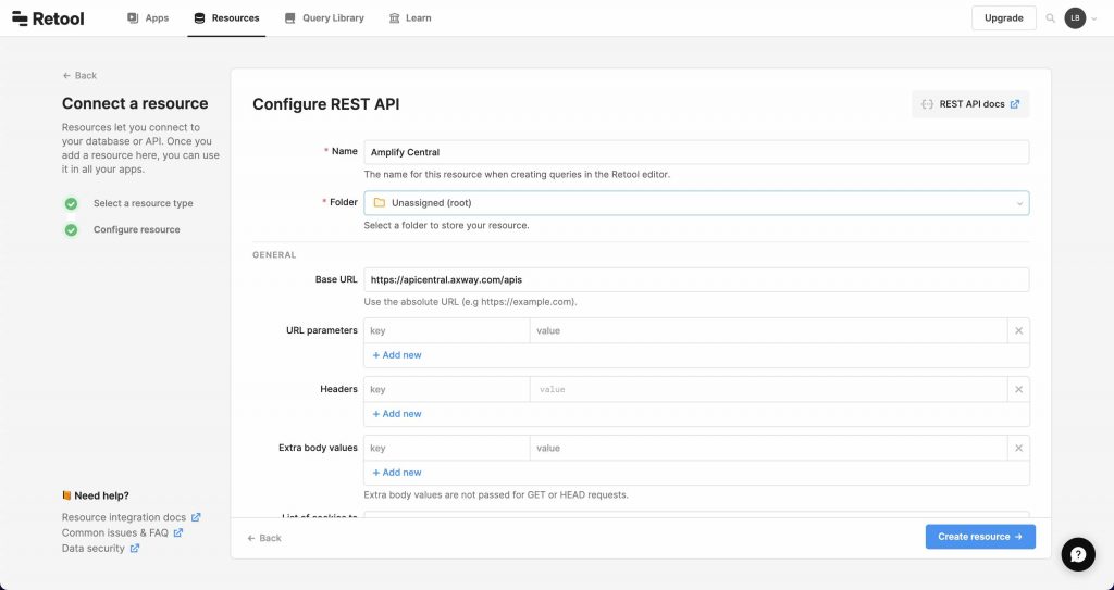 Create Amplify Central Utilities with Retool